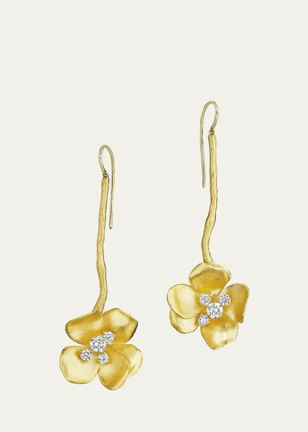 SUSAN GORDON Diamond Cherry Blossom Hanging Earrings
