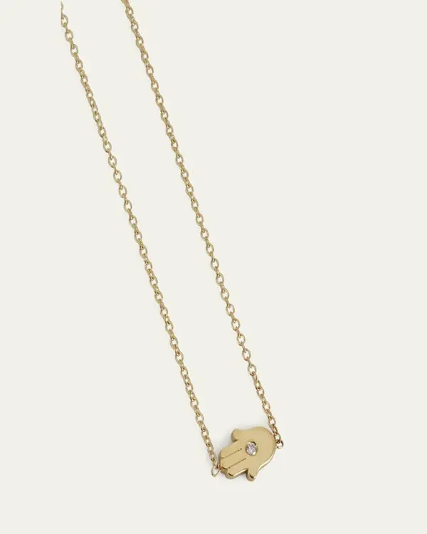 JENNIFER MEYER 18k Mini Hamsa Necklace With Diamond