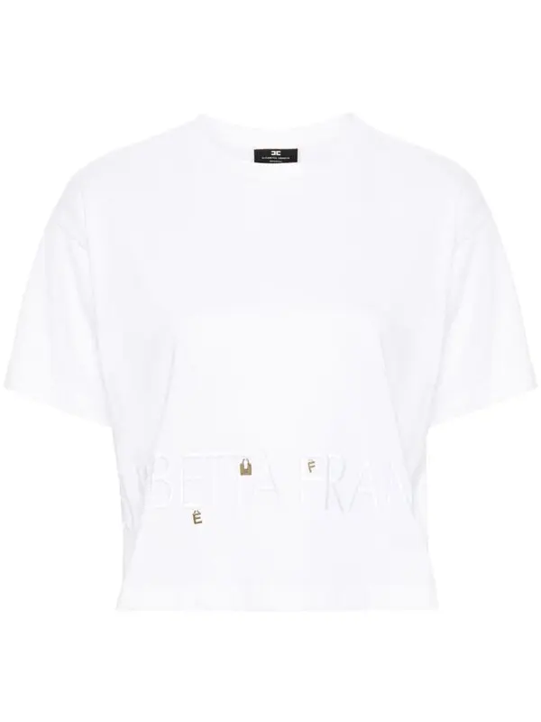 Elisabetta Franchi Logo-embroidered Cotton T-shirt - White