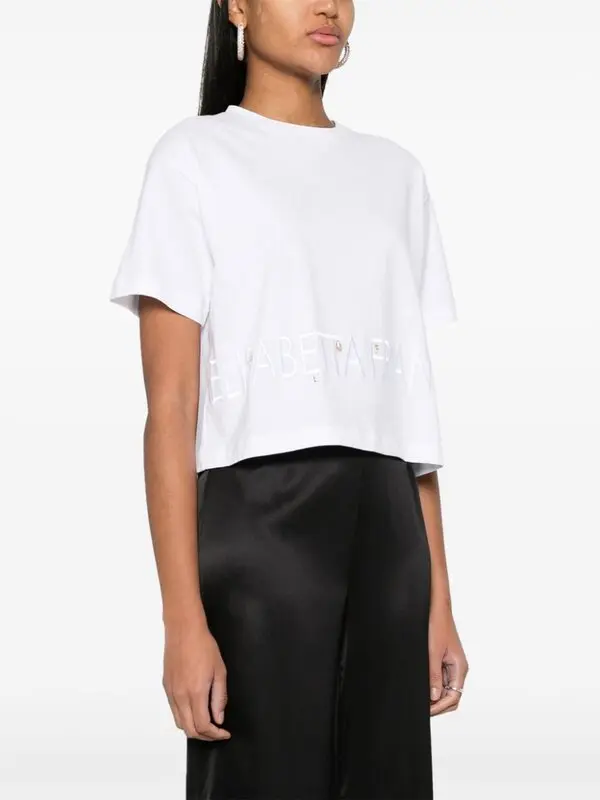 Elisabetta Franchi Cropped T-shirt With Logo Embroidery