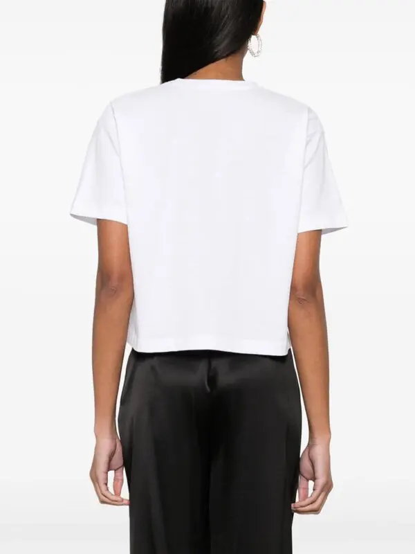 Elisabetta Franchi Cropped T-shirt With Logo Embroidery