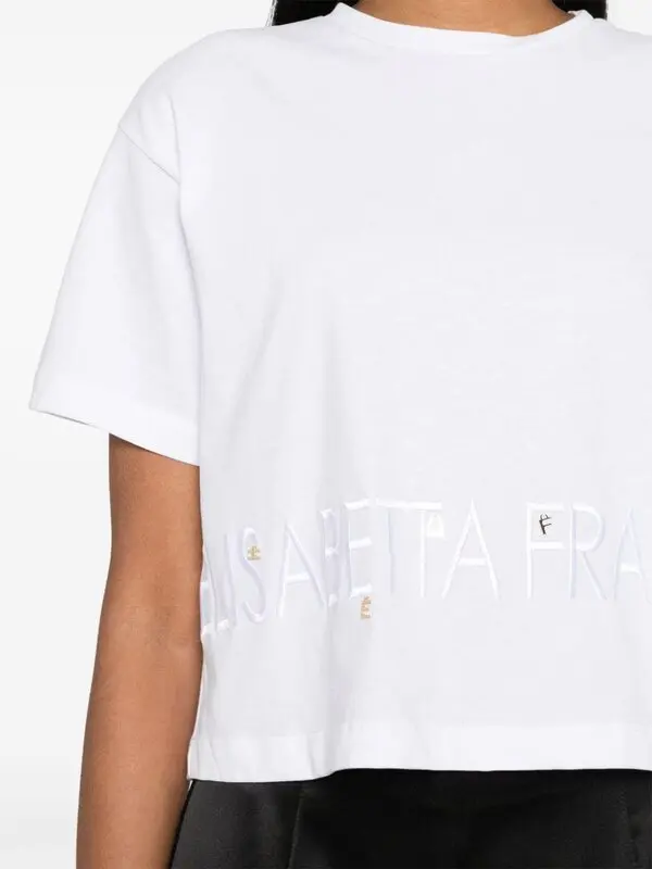 Elisabetta Franchi Cropped T-shirt With Logo Embroidery