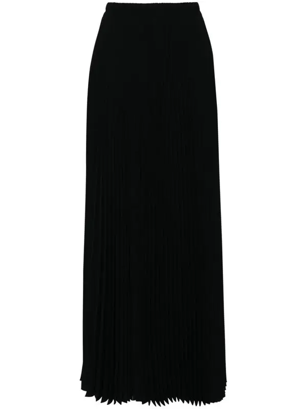 STYLAND High-waist Pleated Midi Skirt - Black