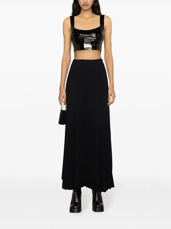 STYLAND High-waist Pleated Midi Skirt - Black