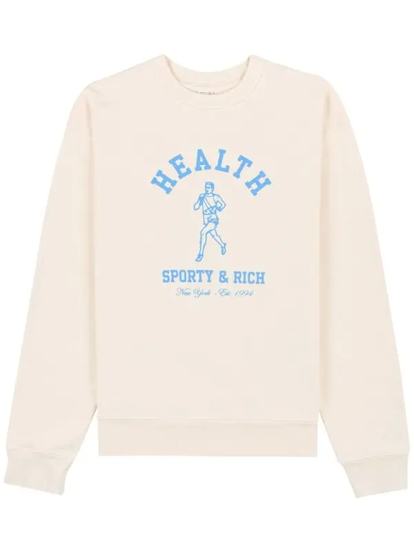 SPORTY & RICH Ny Running Club Cotton Sweatshirt - Neutrals