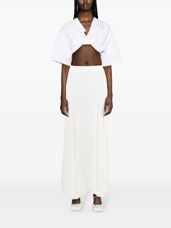 STYLAND High-waist Pleated Midi Skirt - White