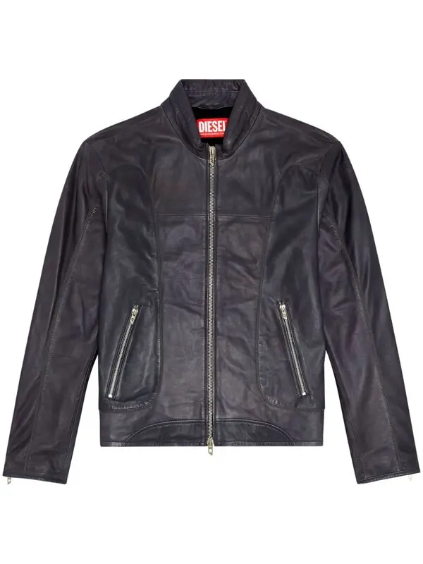 DIESEL® L-krix Leather Biker Jacket - Black