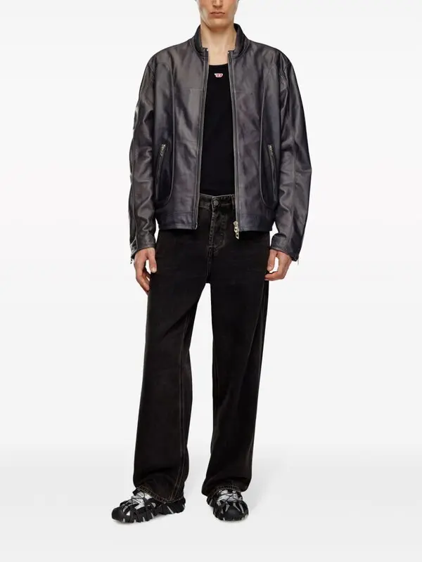 DIESEL® L-krix Leather Biker Jacket - Black