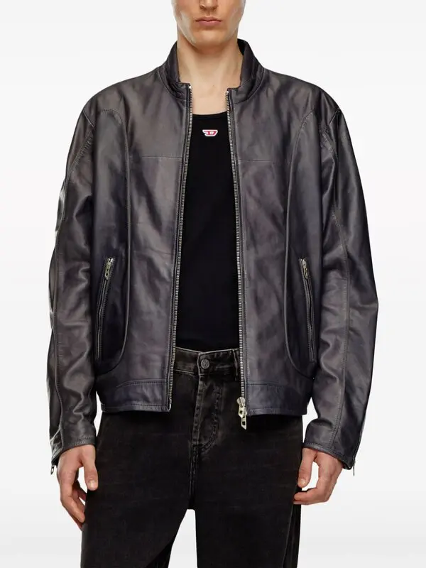DIESEL® L-krix Leather Biker Jacket - Black