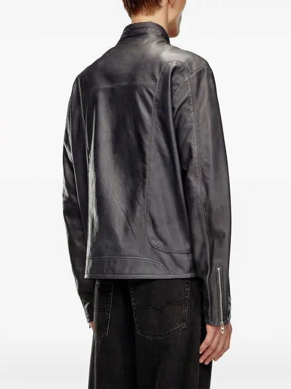 DIESEL® L-krix Leather Biker Jacket - Black