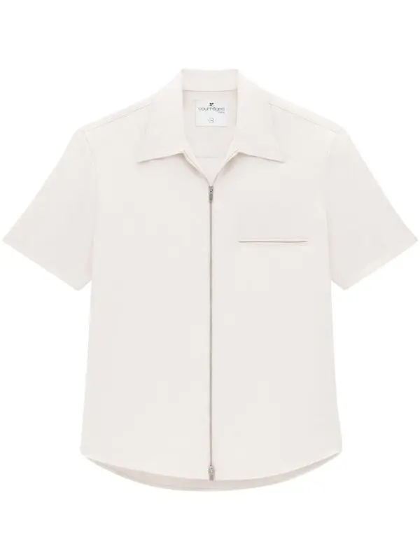 COURREGES Zip-up Twill Shirt - Neutrals