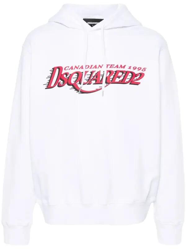 Dsquared2 Logo Print Cotton Hoodie - White