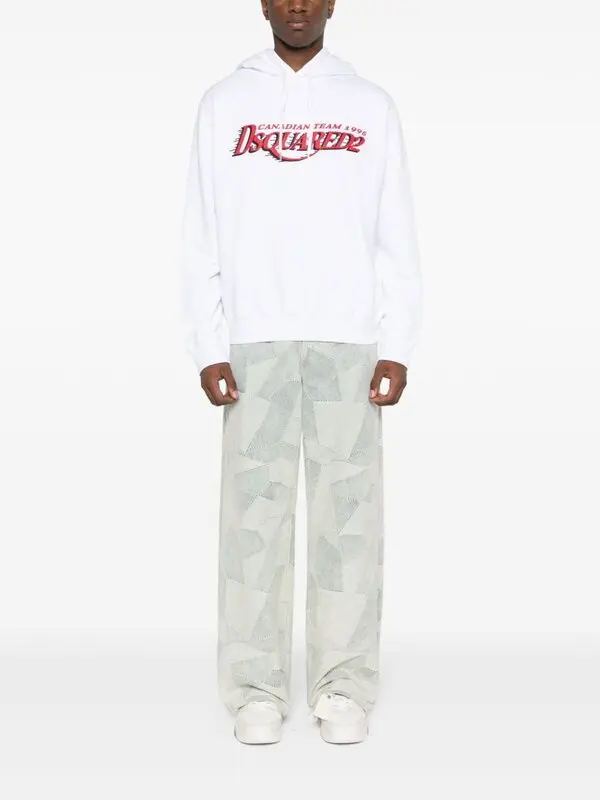 Dsquared2 Logo Print Cotton Hoodie - White