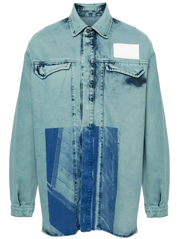 A-COLD-WALL* Abstract-print Denim Shirt - Blue