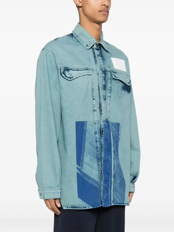 A-COLD-WALL* Abstract-print Denim Shirt - Blue