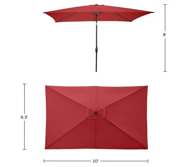 PURE GARDEN 10 Ft Rectangular Patio Umbrella Ea Sy Crank Shade