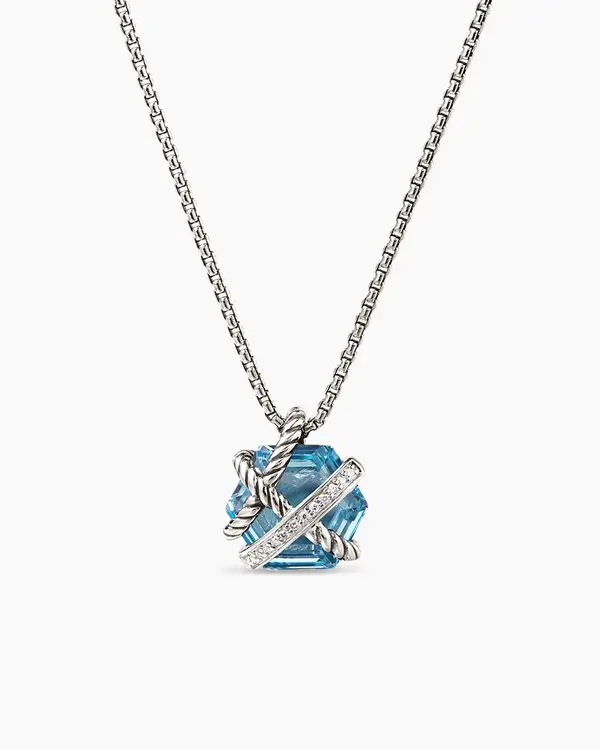 David Yurman Cable Wrap Necklace With And Diamonds - Blue Topaz