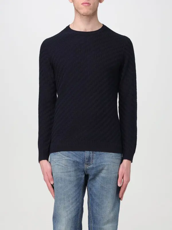 Emporio Armani Textured Crew Neck Sweater - Blue
