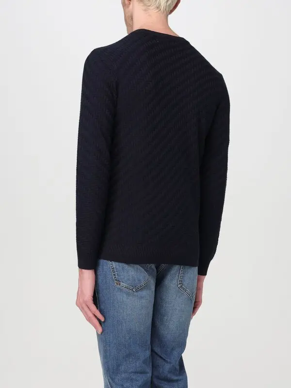 Emporio Armani Textured Crew Neck Sweater - Blue