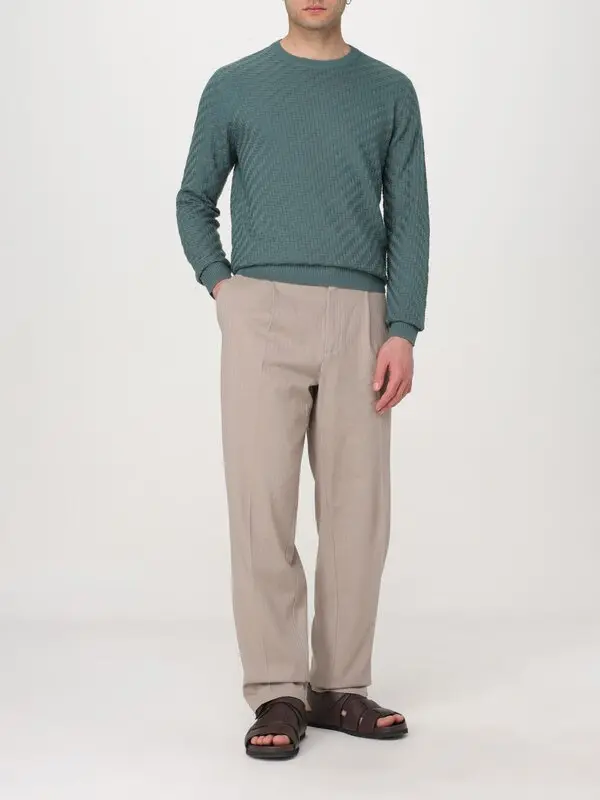 Emporio Armani Textured Crew Neck Pullover - Green