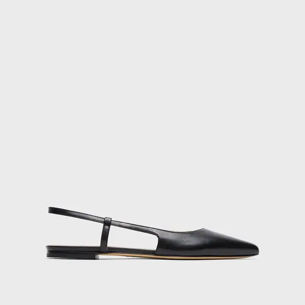 Theory Slingback Leather Flat - Black