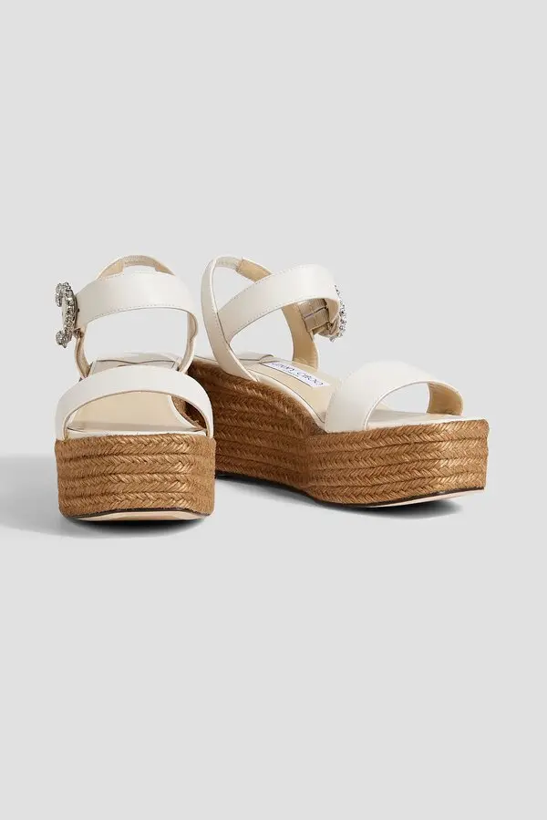 JIMMY CHOO Mirabelle 70 Leather Espadrille Wedge Sandals