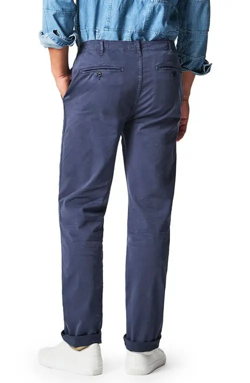 Billy Reid Flat Front Strech Cotton Chinos - Carbon Blue