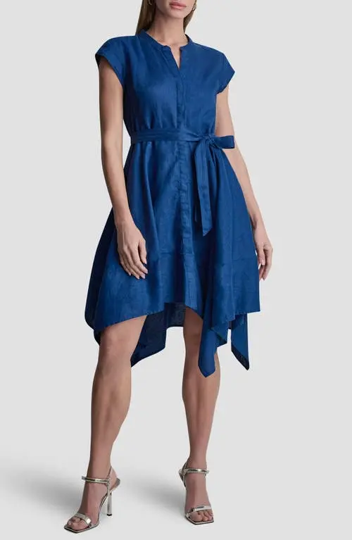 Dkny Handkerchief Hem Linen Shirtdress - Admiral