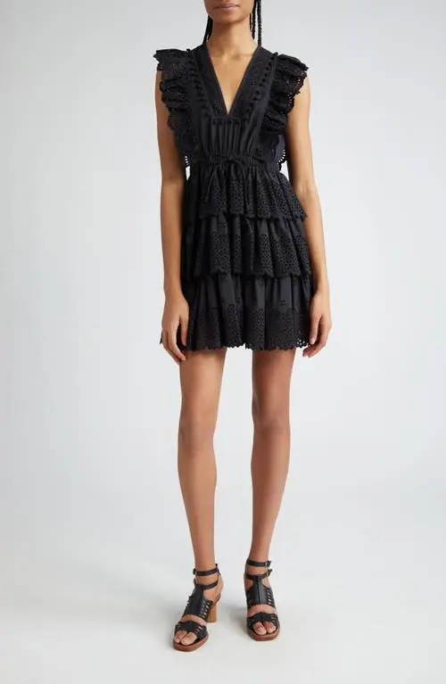 Ulla Johnson Lilith Eyelet Tiered Minidress