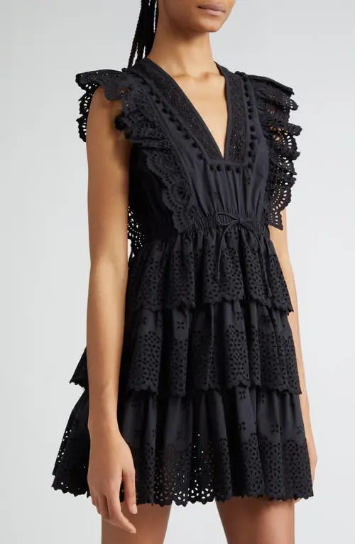 Ulla Johnson Lilith Eyelet Tiered Minidress