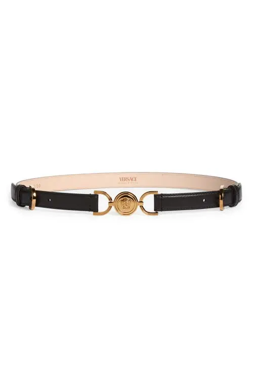 Versace La Medusa Leather Belt - 1b00v-black-versace Gold