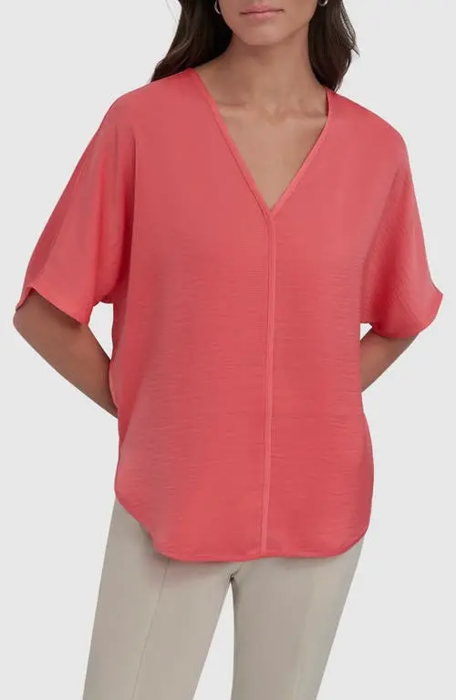 Dkny Short Sleeve Woven Top - Coral Crush