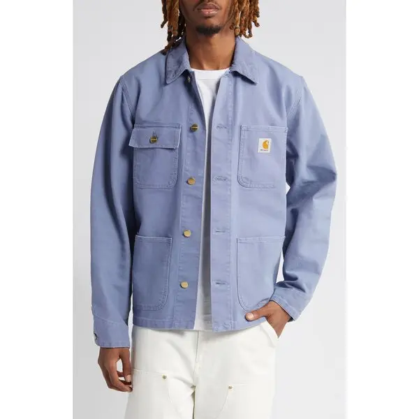 Carhartt Work In Progress Michigan Canvas Coat - Bay Blue/bay Blue Aged Canvas