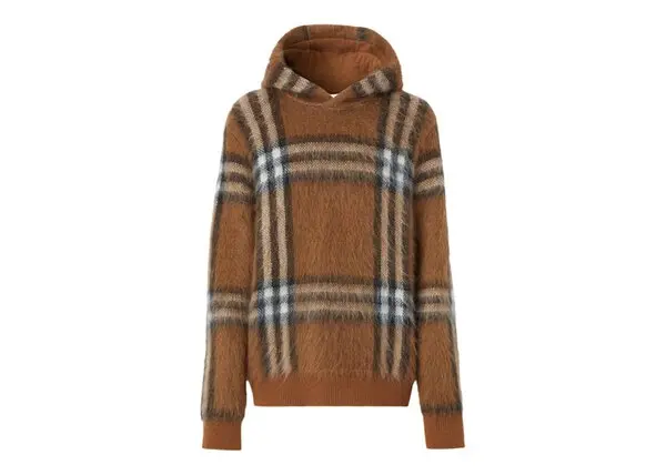 Burberry Exaggerated Check Wool-mohair Blend Hoodie