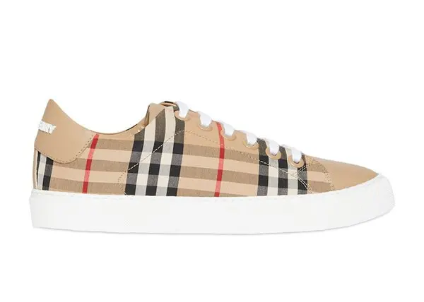 Burberry Vintage Check And Leather Sneakers - Archive Beige/white