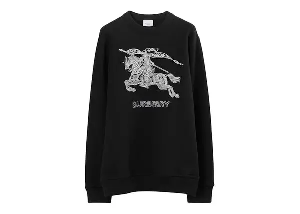 Burberry Embroidered Ekd Cotton Sweatshirt - Black