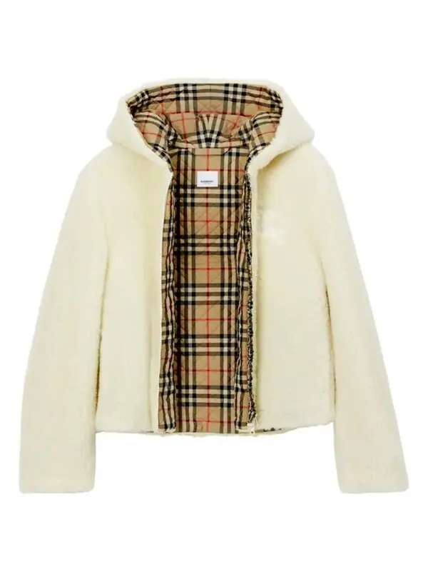 Burberry Logo-embroidered Shearling Hooded Jacket