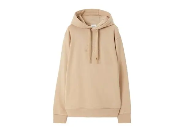 Burberry Embroidered Cotton Hoodie - Soft Fawn
