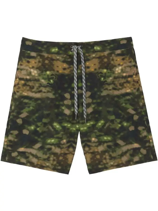 Burberry Camouflage Print Swim Trunk - Dark Fern Green