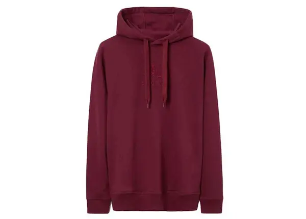 Burberry Embroidered Cotton Hoodie - Deep Crimson