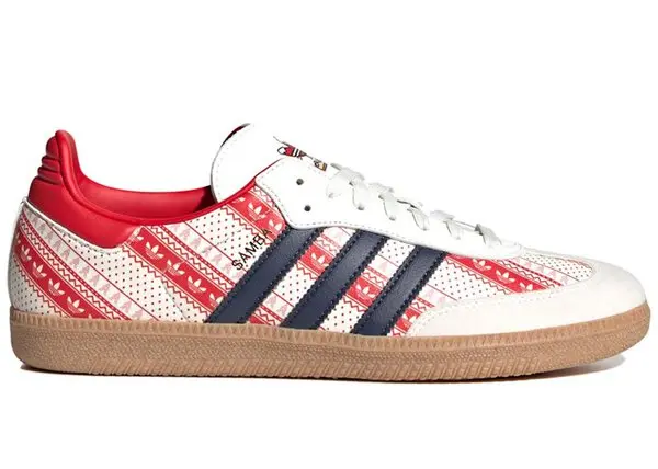 Adidas Samba Vegan Christmas Sneakers - Cloud White/shadow Navy Blue/vivid Red