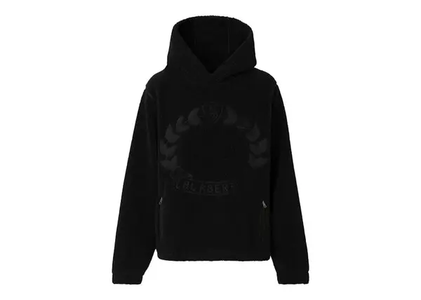 Burberry Embroidered Oak Leaf Crest Fleece Hoodie