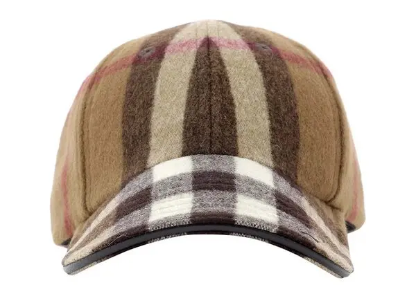 Burberry Check Wool Baseball Cap - Dark Birch Brown
