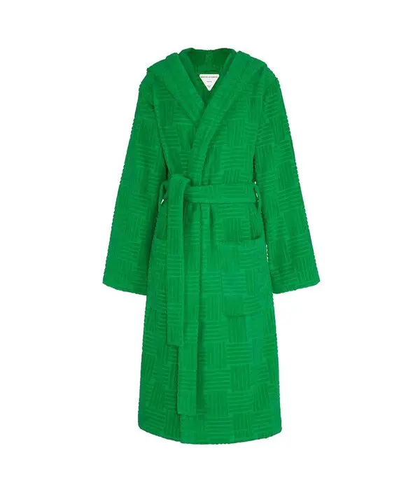 Bottega Veneta Intreccio Pattern Cotton Bathrobe - Grass