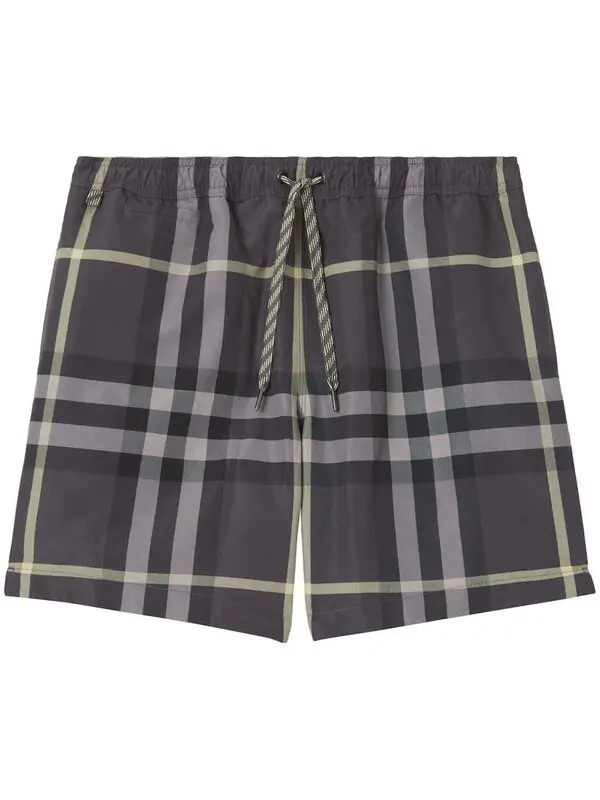 Burberry Checked Martin Swim Shorts - Grey