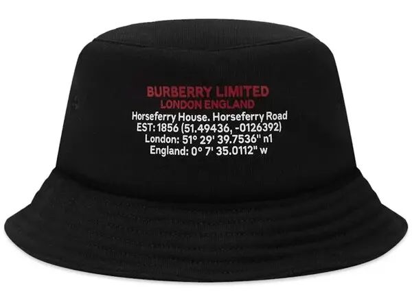 Burberry Location Print Cotton Bucket Hat - Black White