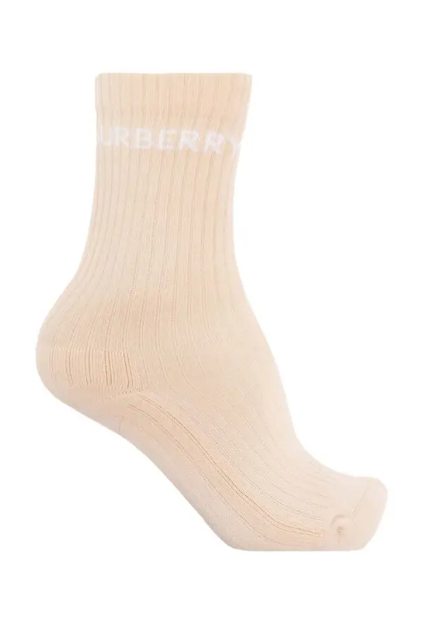 Burberry Logo Cotton Socks - Peach