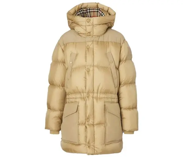 Burberry Logo Applique Puffer Coat - Honey
