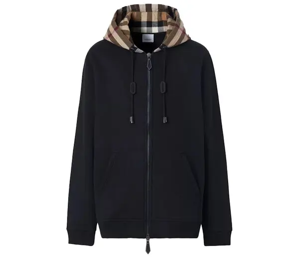 Burberry Check Hooded Cotton Top - Black