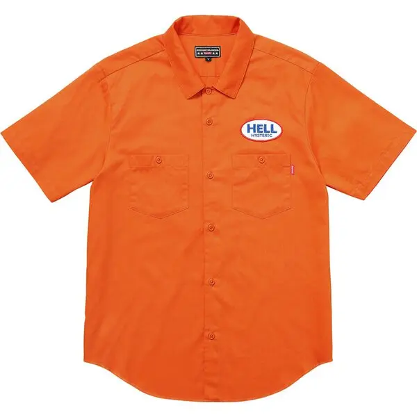 トップス L Supreme HYSTERIC GLAMOUR Work Shirt Supreme Hysteric Glamour Short Sleeve Work Shirt - Orange